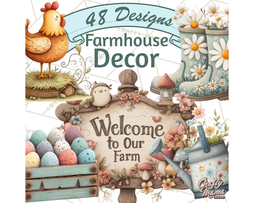 48 Png, Farmhouse Decor PNG, Rustic Farmhouse Clipart, Mason Jar Clip ...