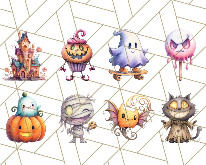 52 Png, Whimsical Halloween Clipart, Cute Spooky Candy Pngs, Quirky ...