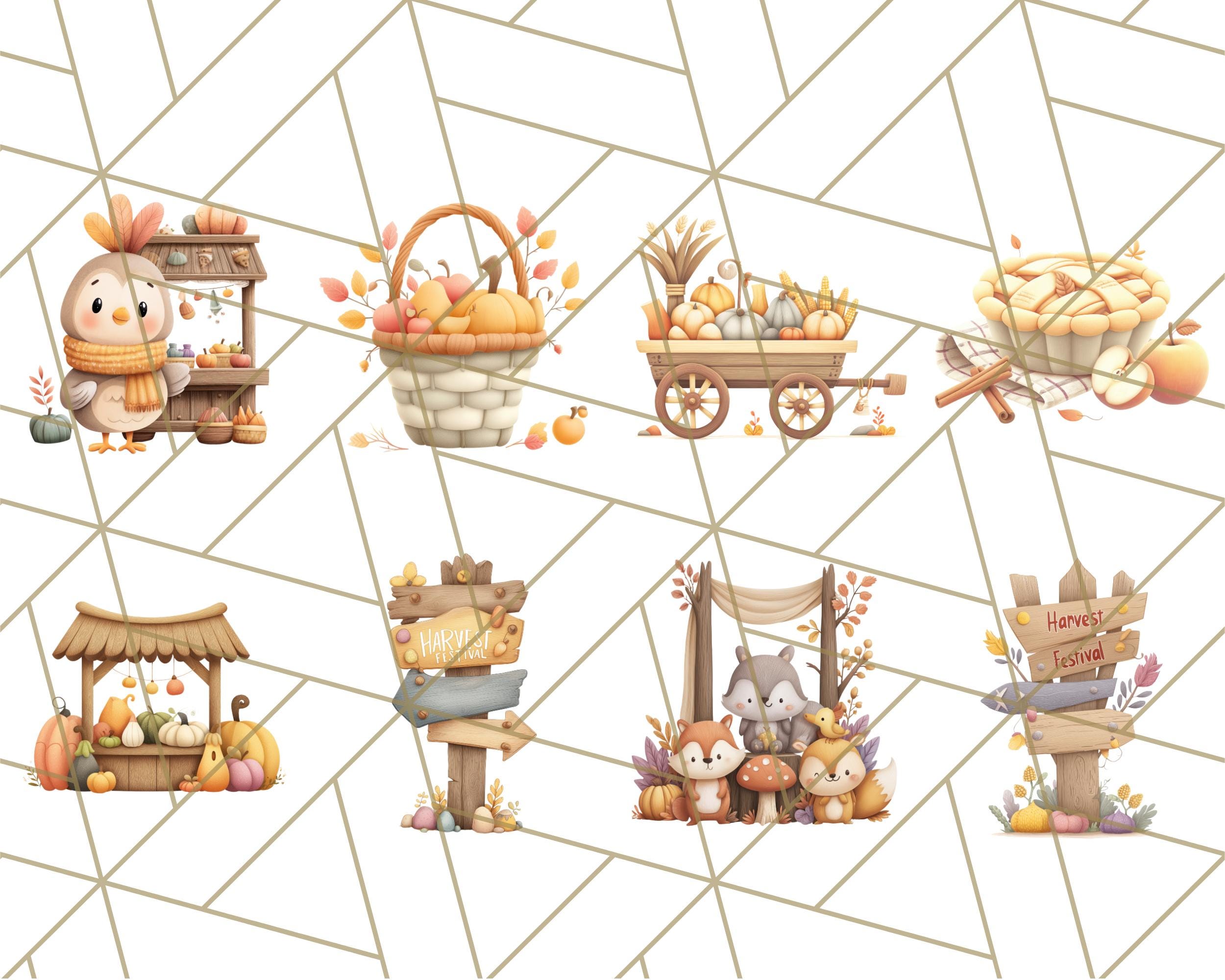 Woodland Autumn Animals PNG Clipart, Cute Fall Forest Critters, Pumpkin ...