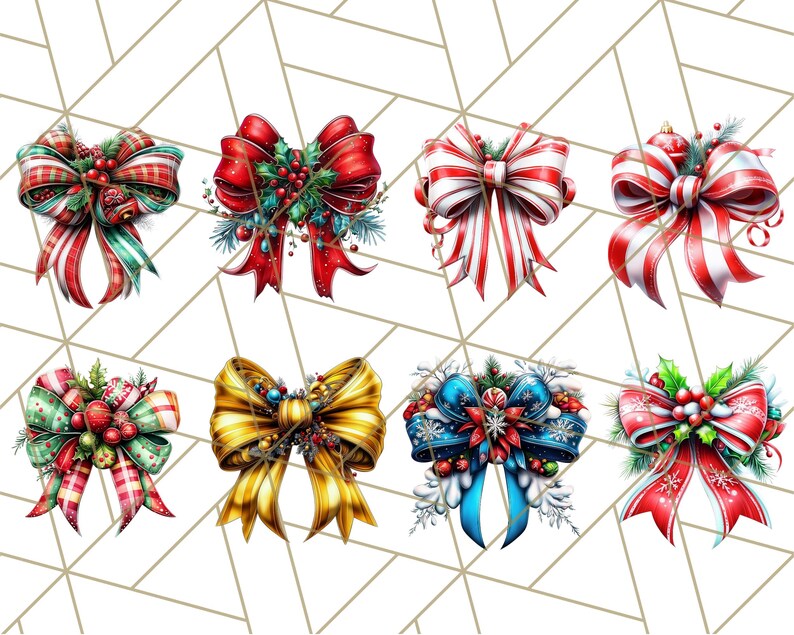 Bright Shiny Christmas Bows PNG Clipart, Glittery Holiday Bow Clip Art ...