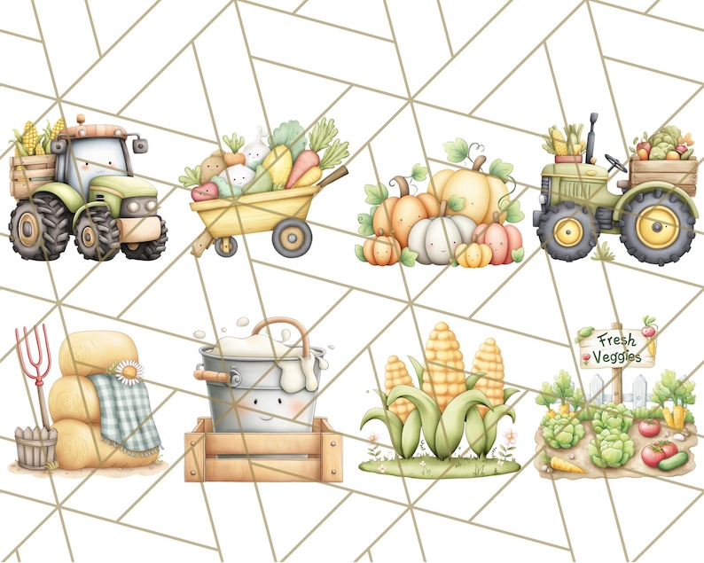 Tiny Farm Animals Clipart, Farm Props and Tools PNG, Cute Country ...