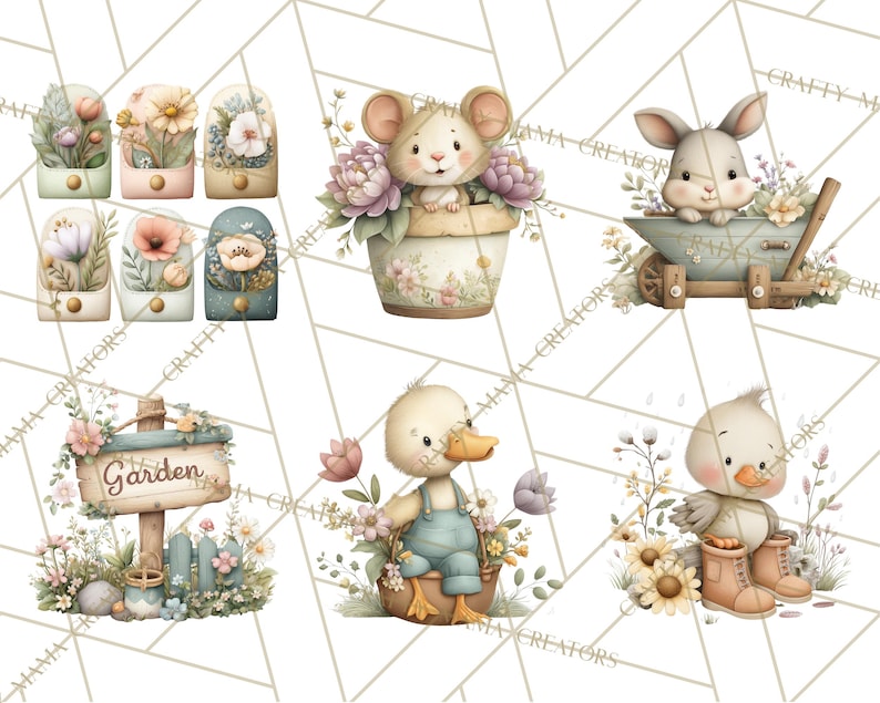 52 Png, Garden Friends Clipart, Spring Animals Clip Art PNG, Cute Bunny ...