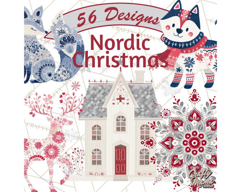 56 Png, Scandinavian Christmas Clipart, Nordic Folk Art PNG, Winter ...
