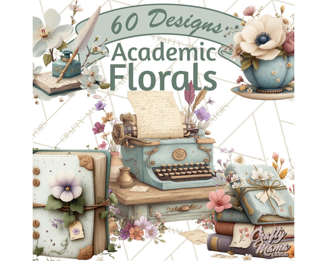 60 Png Spring Dark Academia Florals, Vintage Botanical Clipart, Antique ...
