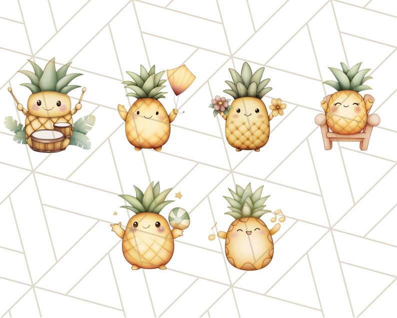 Cute Pineapple Character Clipart, Kawaii Tropical Fruit PNG, Fun Summer ...