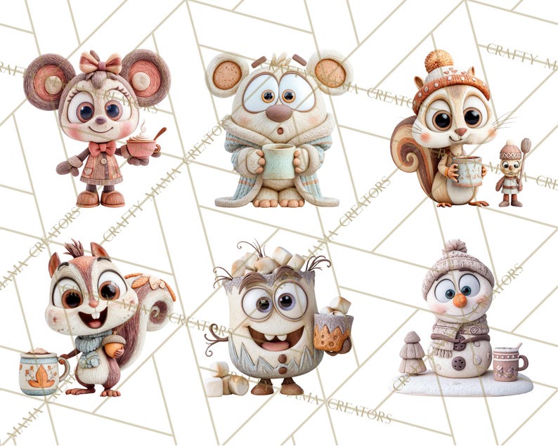52 Png, Hot Cocoa Clipart, Christmas Clip Art PNG, Cozy Winter Friends ...