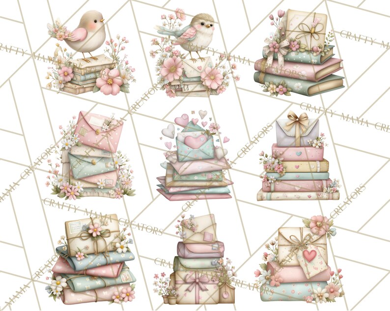 72 Png, Valentine Mail Clipart PNG, Whimsical Floral Post Office, Love ...