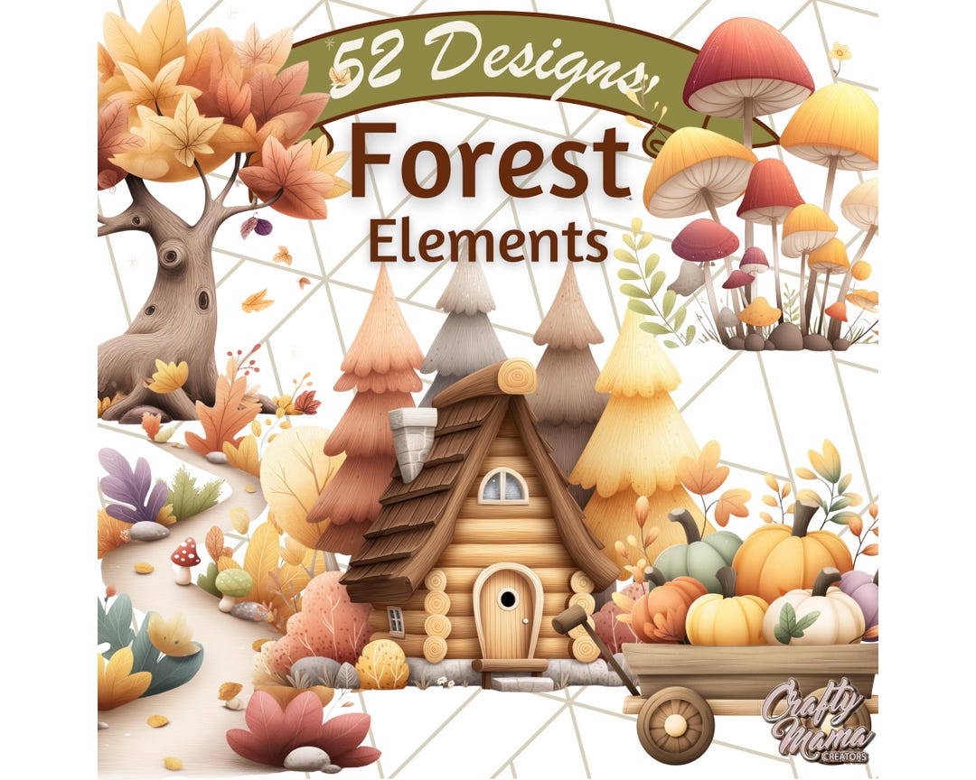 Autumn Forest Clipart PNG, Woodland Fall Scene Clip Art, Cozy Nature ...