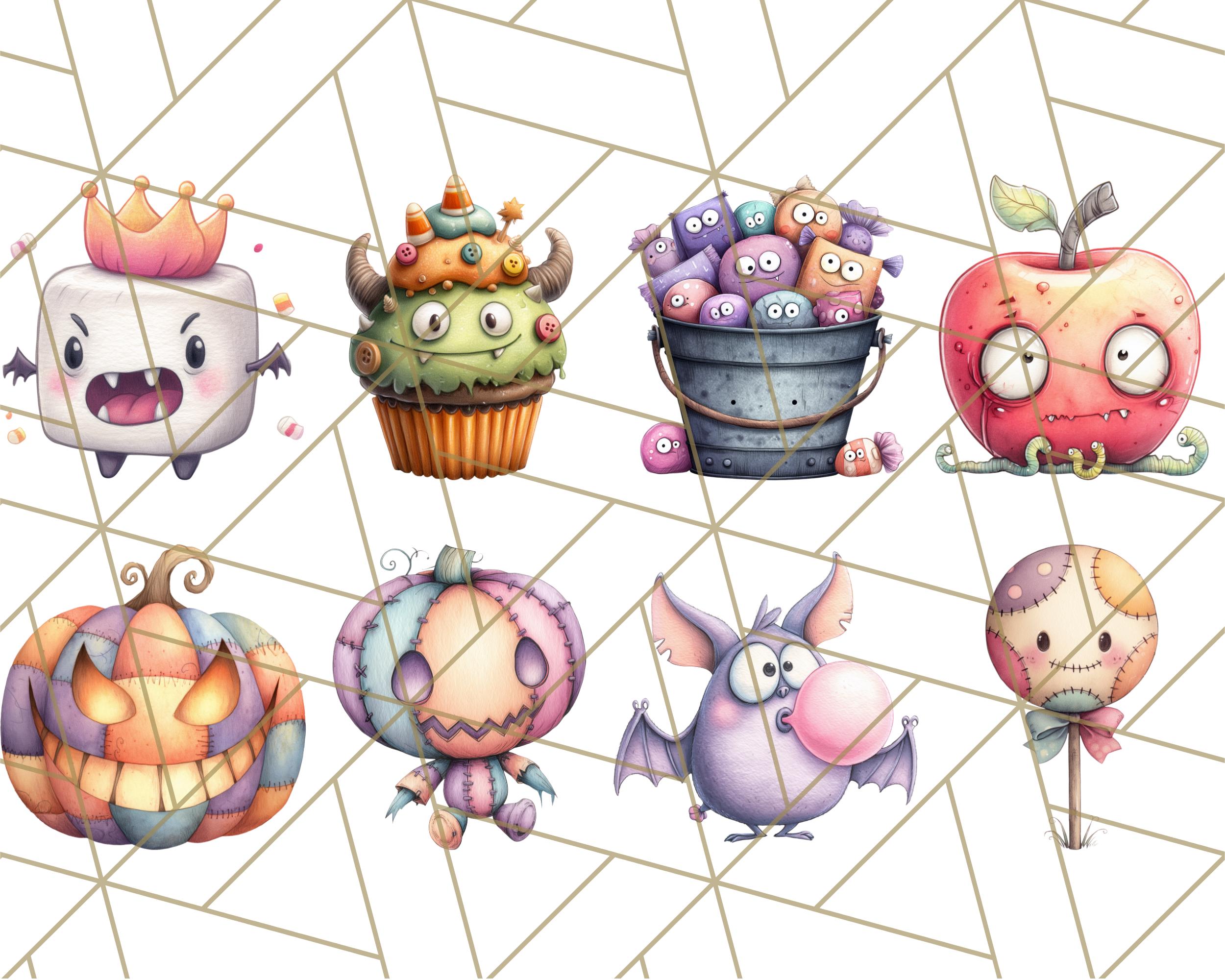 52 Png, Whimsical Halloween Clipart, Cute Spooky Candy Pngs, Quirky ...