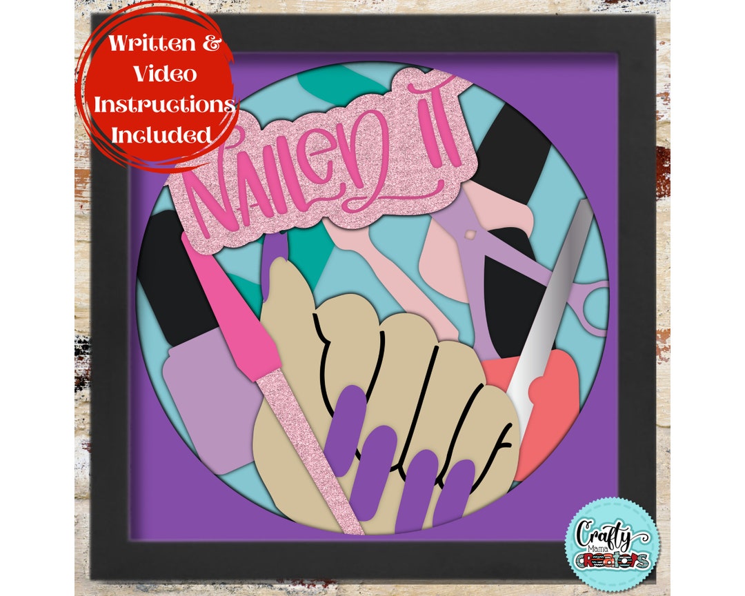 3D Nail Technician Shadow Box Svg, Manicure Svg Shadow Box, Nail Salon ...