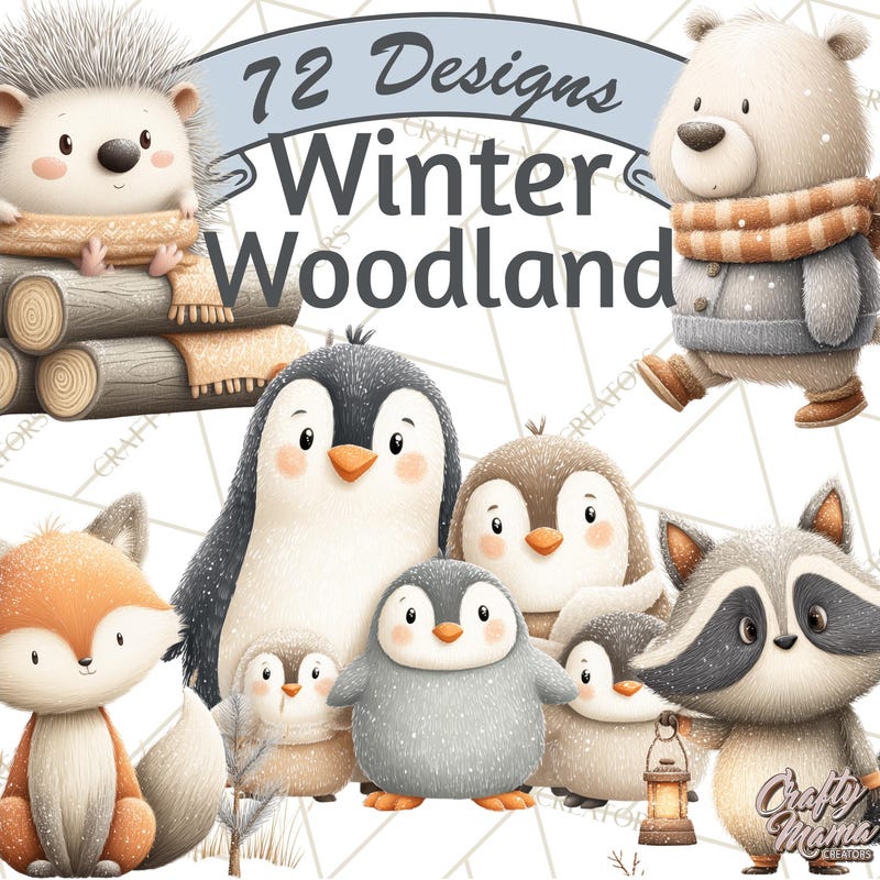 Winter Animals Clipart - Etsy