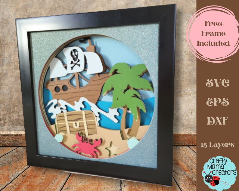 3D Pirate Shadow Box Svg Pirate Ship Shadow Box SVG Treasure - Etsy