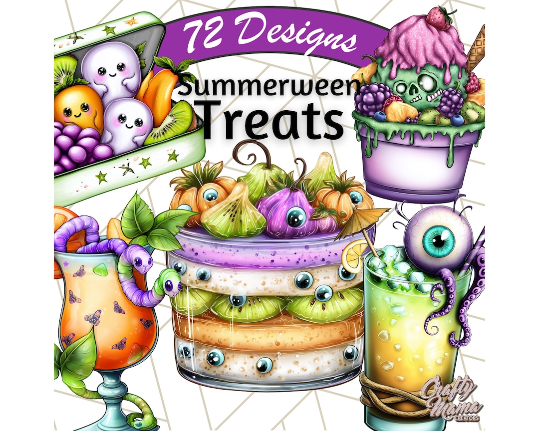 Summerween Tropical Treats Clipart PNG, Cute Halloween Ice Cream Clip ...