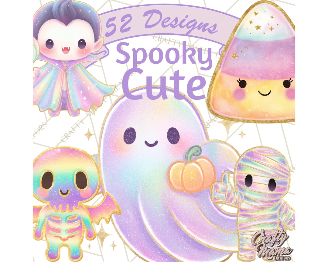 52 Png, Dreamy Halloween Clipart PNG, Spooky Cute Clip Art, Kawaii ...