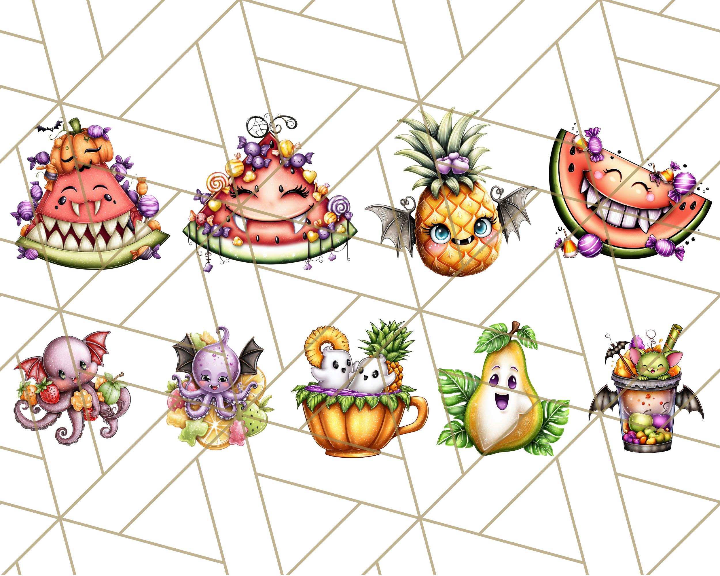 Summerween Tropical Treats Clipart PNG, Cute Halloween Ice Cream Clip ...
