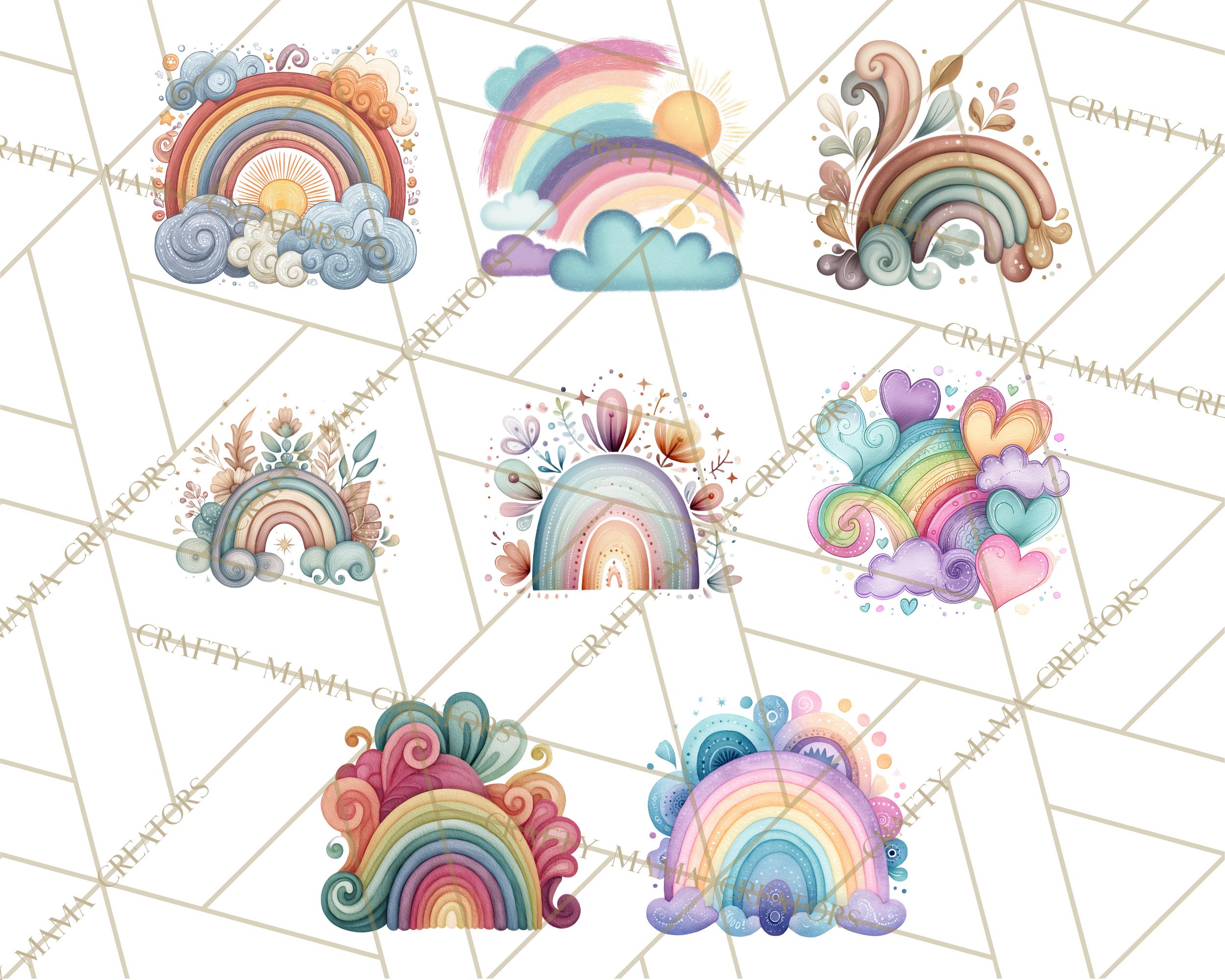 64 Png, Sketchy Rainbow Doodle Clipart PNG, Whimsical Colorful Arches ...