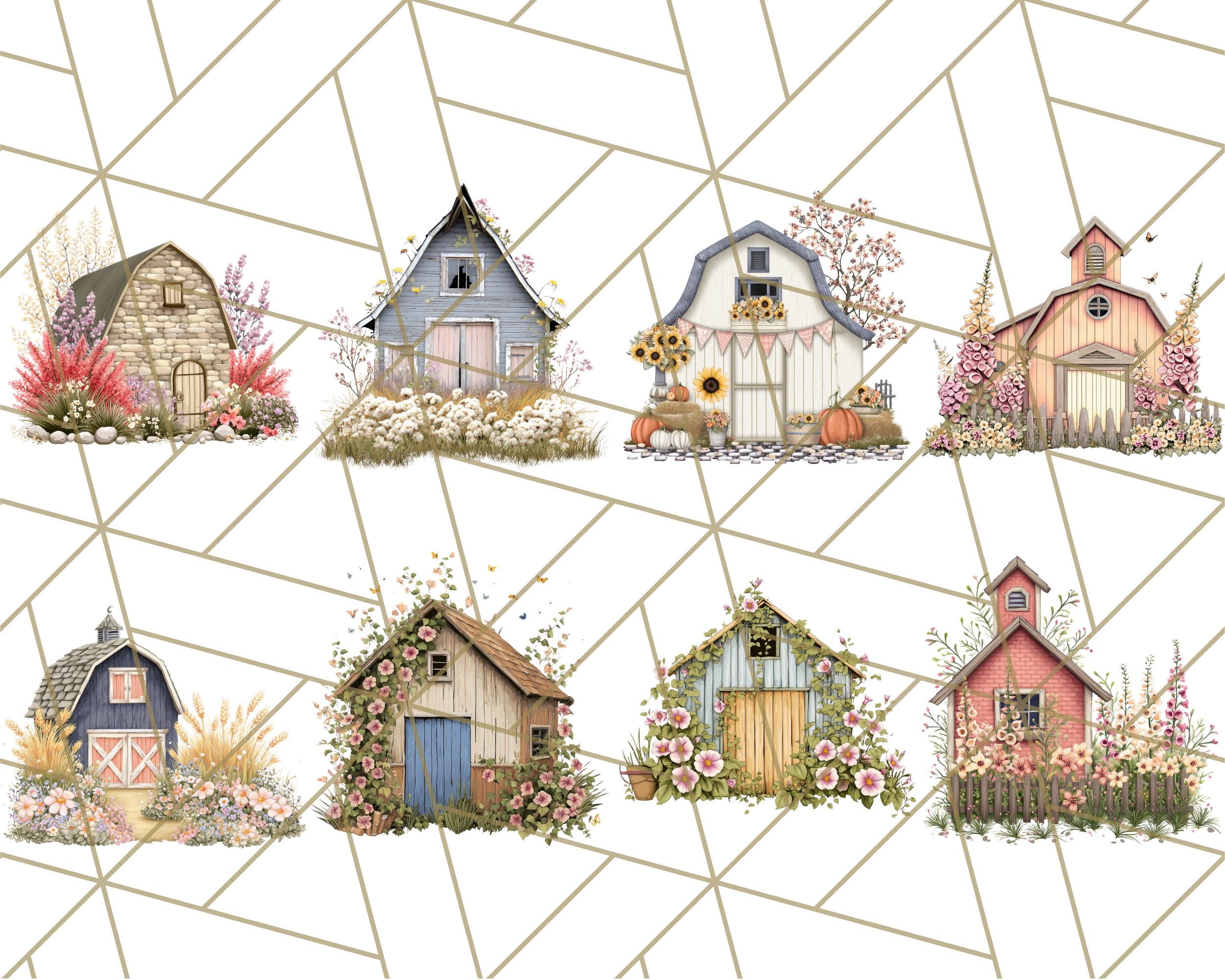 Vintage Barn Clipart, Cottagecore Barn PNG, Rustic Fairytale Barn Clip ...