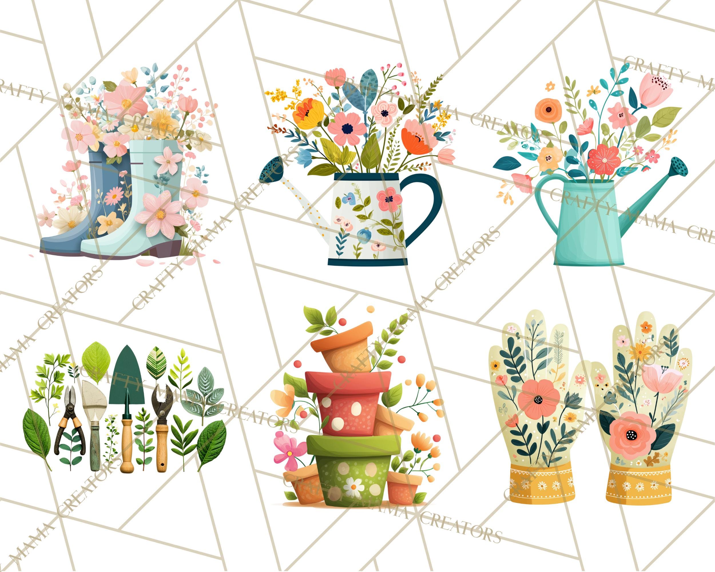 48 Png Spring Garden Tools Clipart, Floral Gardening PNG, Florals Clip ...