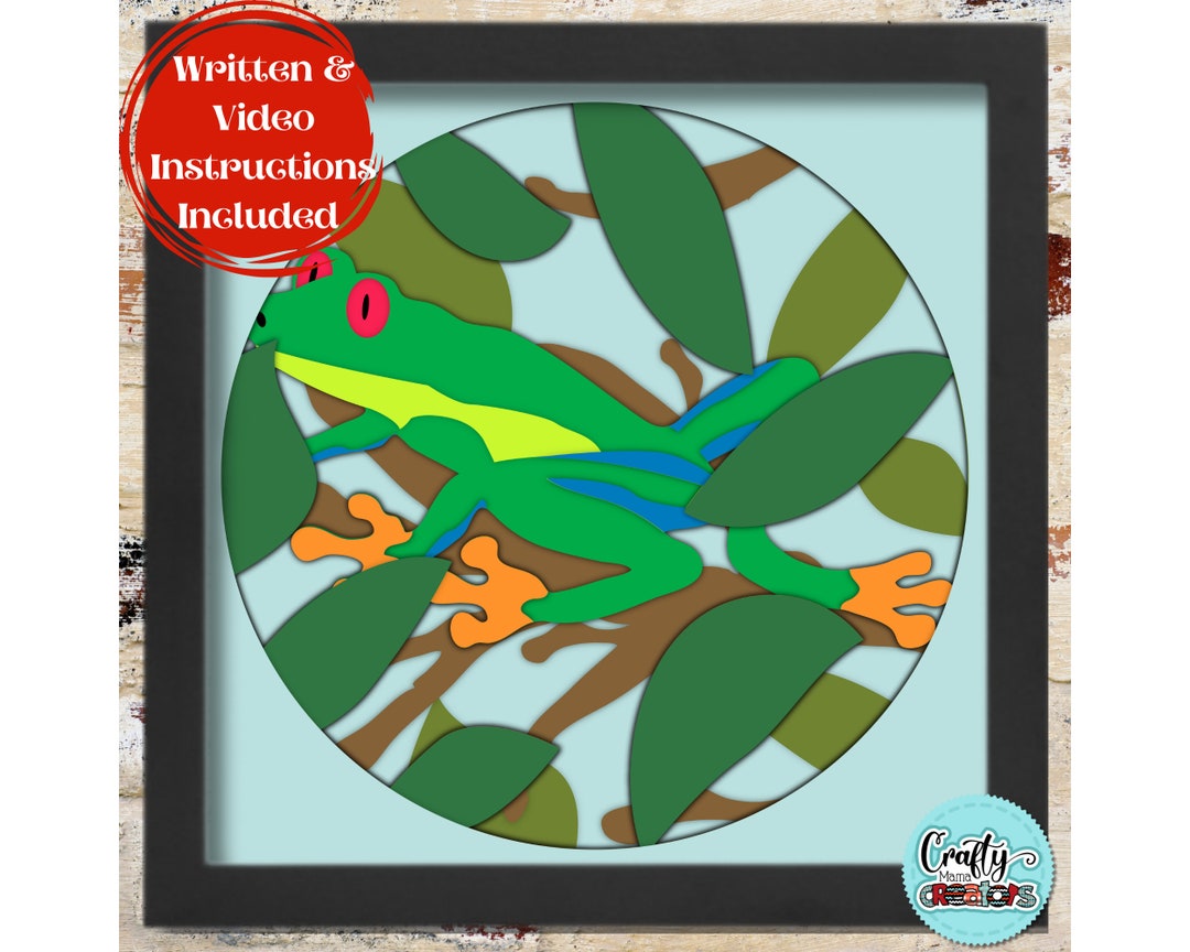 3D Tree Frog Shadow Box Svg, Tree Frog Svg Shadow Box, Frog in Tree ...