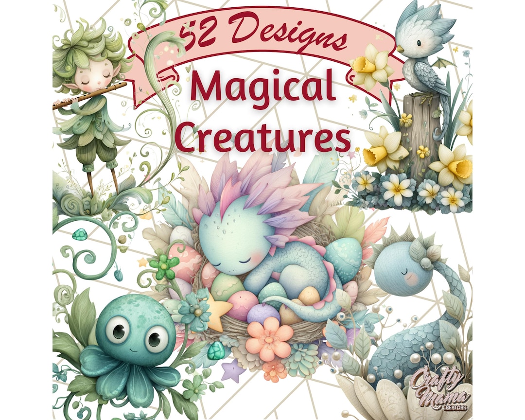 52 Magical Creatures Clipart Pngs, Fantasy Beast & Mythical Creature ...