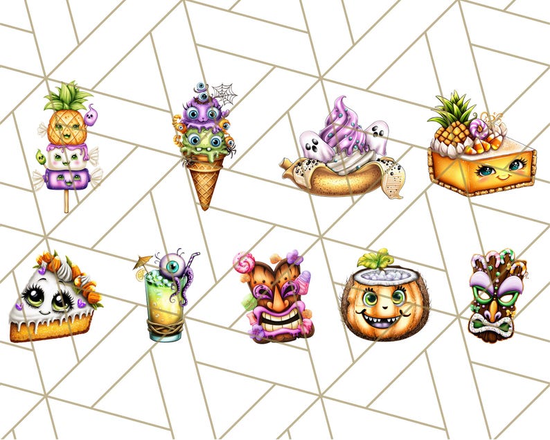 Summerween Tropical Treats Clipart PNG, Cute Halloween Ice Cream Clip ...