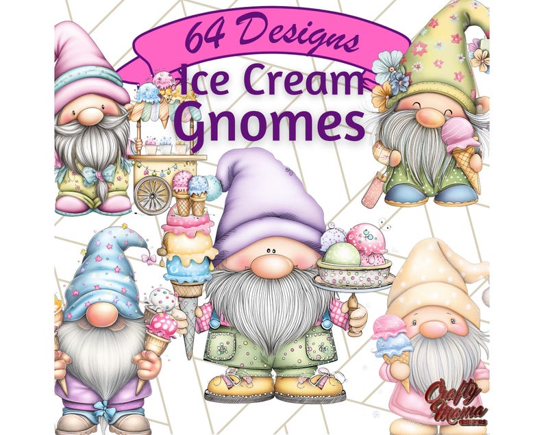 Ice Cream Gnome Clipart, Summer Gnome Art, Dessert Clip Art, Cute Gnome ...