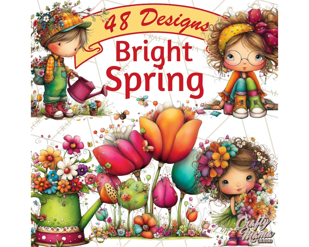 48 Png, Spring Clipart PNG, Bright Flowers, Kids and Cottage Clip Art ...