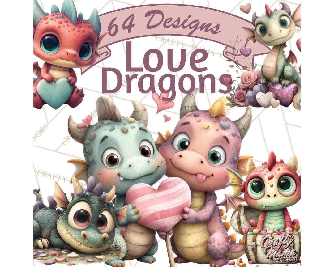 64 Png, Valentine Dragon Clipart PNG, Fantasy Dragon Doodles, Cute Baby ...