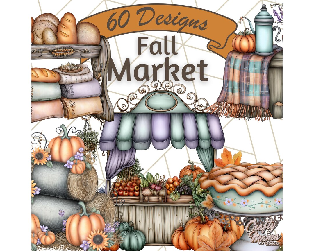 Rustic Fall Market Clipart PNG, Autumn Farmers Market Clip Art ...