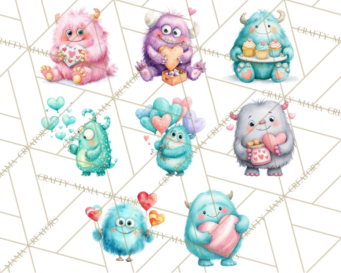 56 Png Valentine Monster Clipart, Cute Valentine Monsters PNG ...