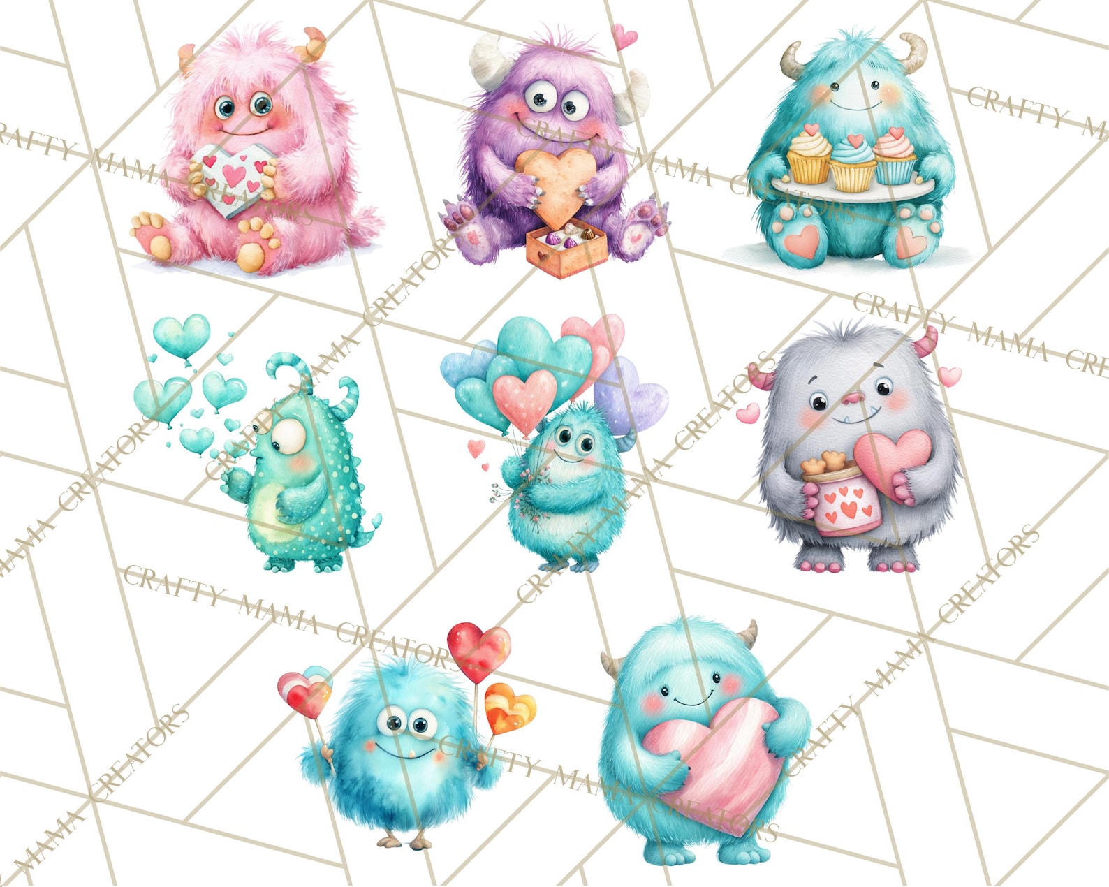 56 Png Valentine Monster Clipart, Cute Valentine Monsters PNG ...