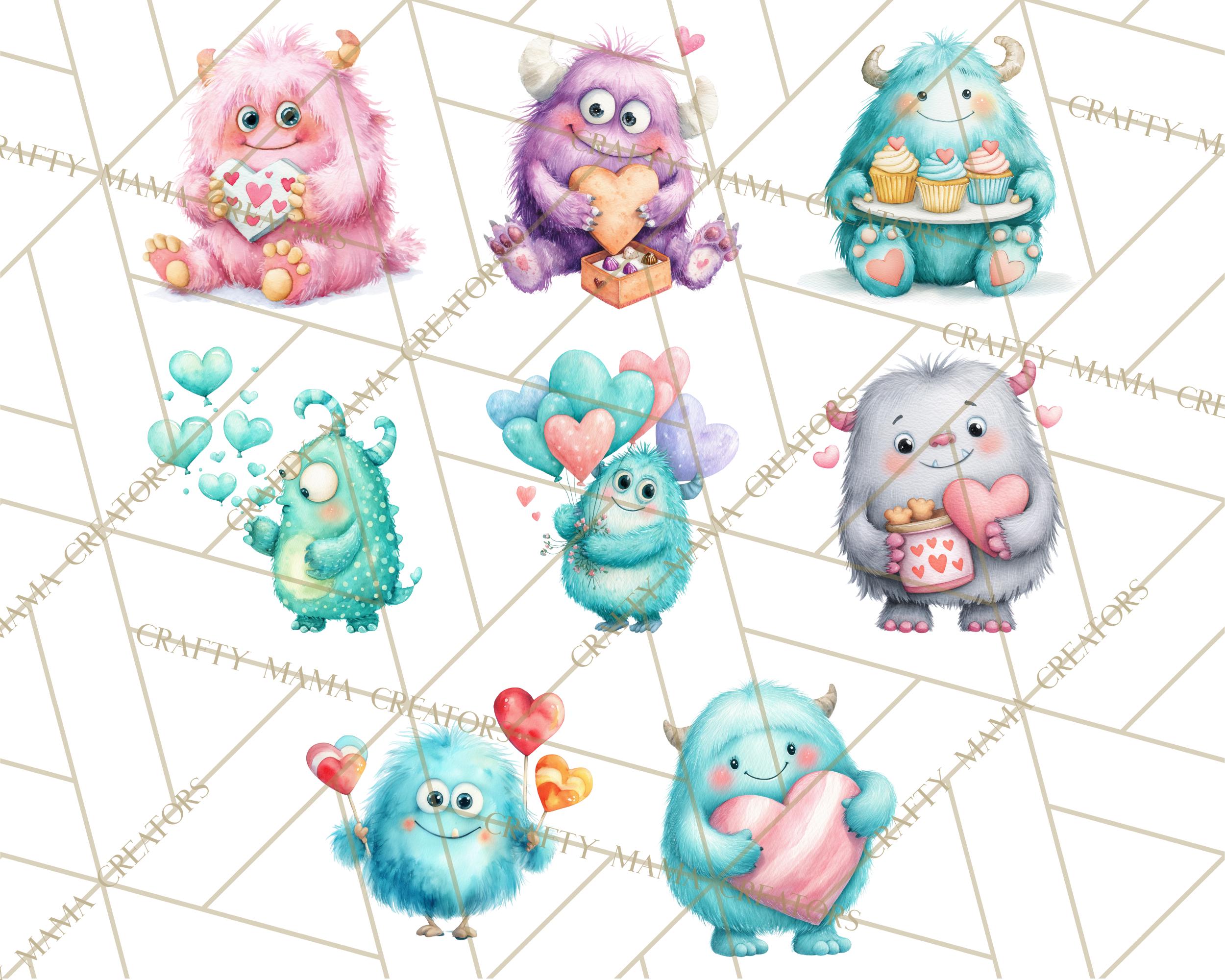 56 Png Valentine Monster Clipart, Cute Valentine Monsters PNG ...