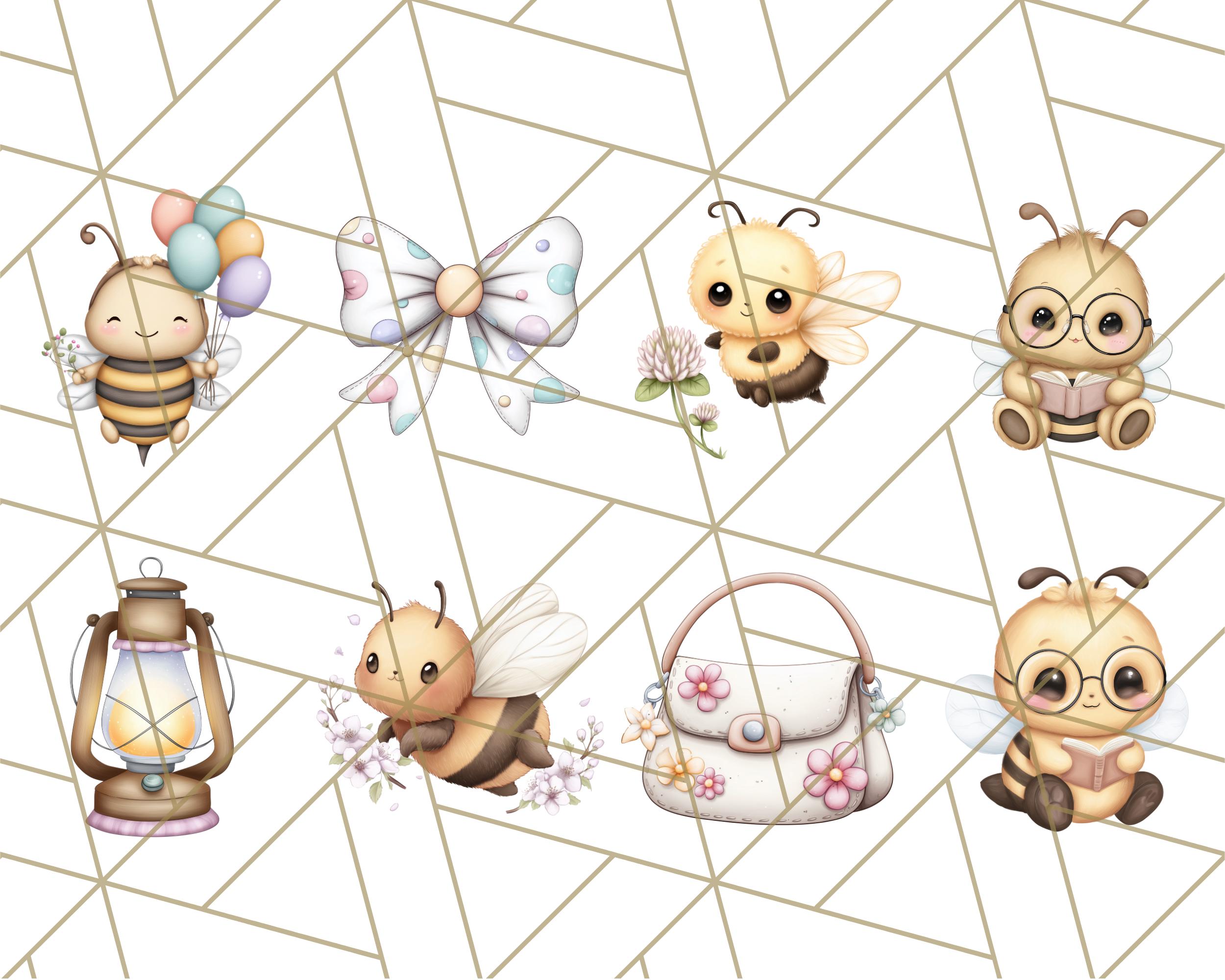 Adorable Bee Clipart PNG, Cute Everyday Bees With and Without Faces ...