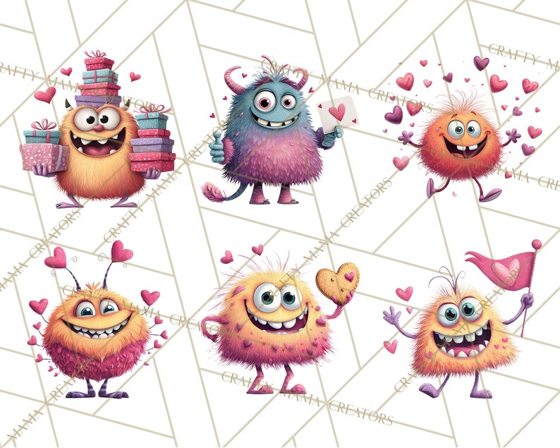60 Png Valentine Monster Clipart PNG, Cute Valentine Monsters, Kids ...