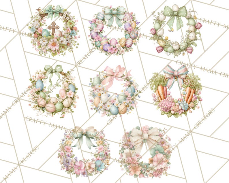 56 Png, Spring Wreath Clipart PNG, Easter Wreath Clip Art, Floral ...