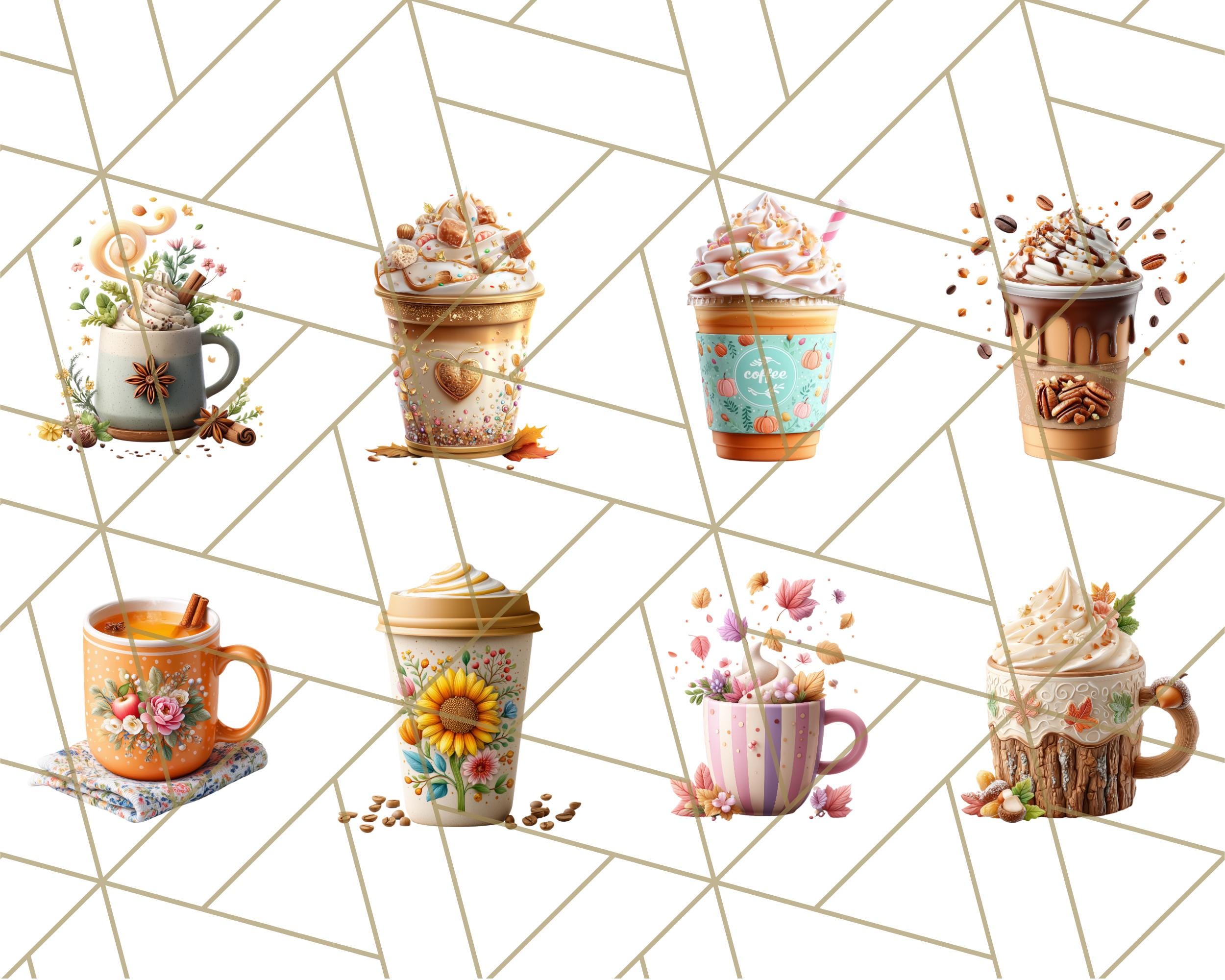 Fall Coffee Cup Clipart PNG, Pumpkin Spice Latte Art, Autumn Mug PNG ...