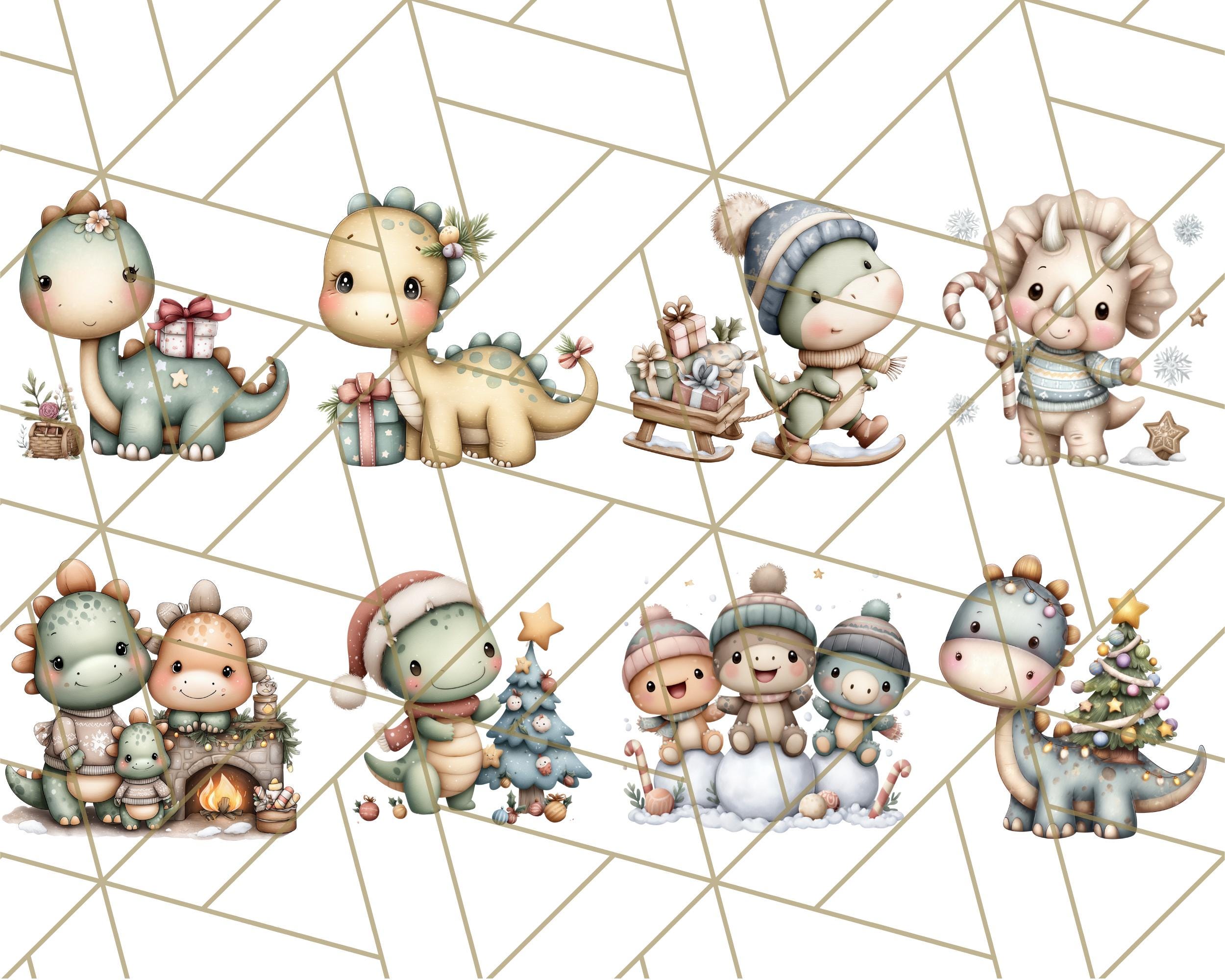 48 Png Christmas Dinosaur Clipart, Cute Dino Party PNG, Holiday ...