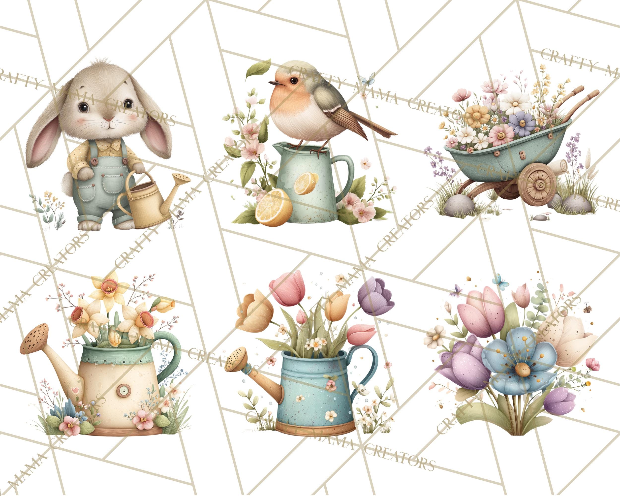 52 Png, Garden Friends Clipart, Spring Animals Clip Art PNG, Cute Bunny ...