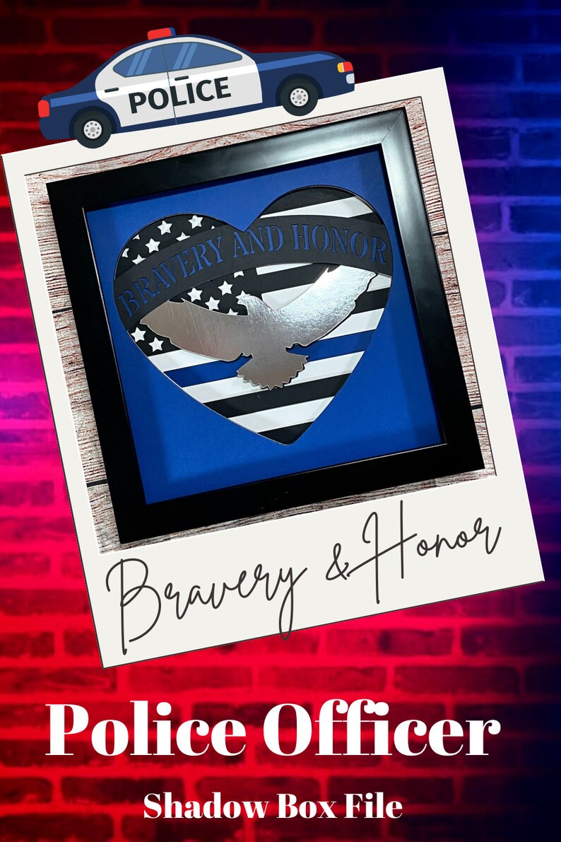 3D Police Officer Svg Shadow Box, Thin Blue Line Svg, Police Home Decor ...