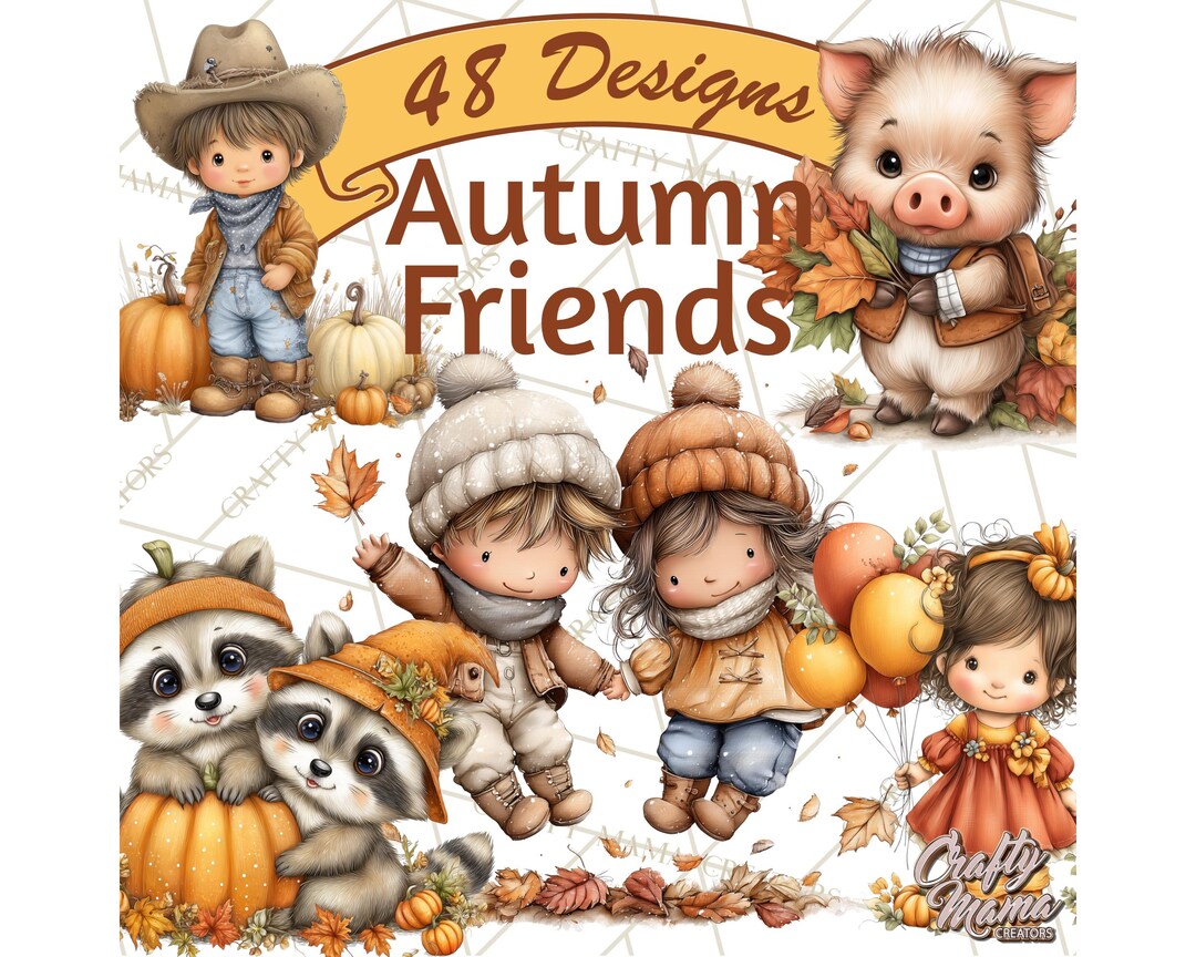 48 Png, Pumpkin Patch Pals Clipart, Fall Farm Clip Art, Autumn Kids PNG ...