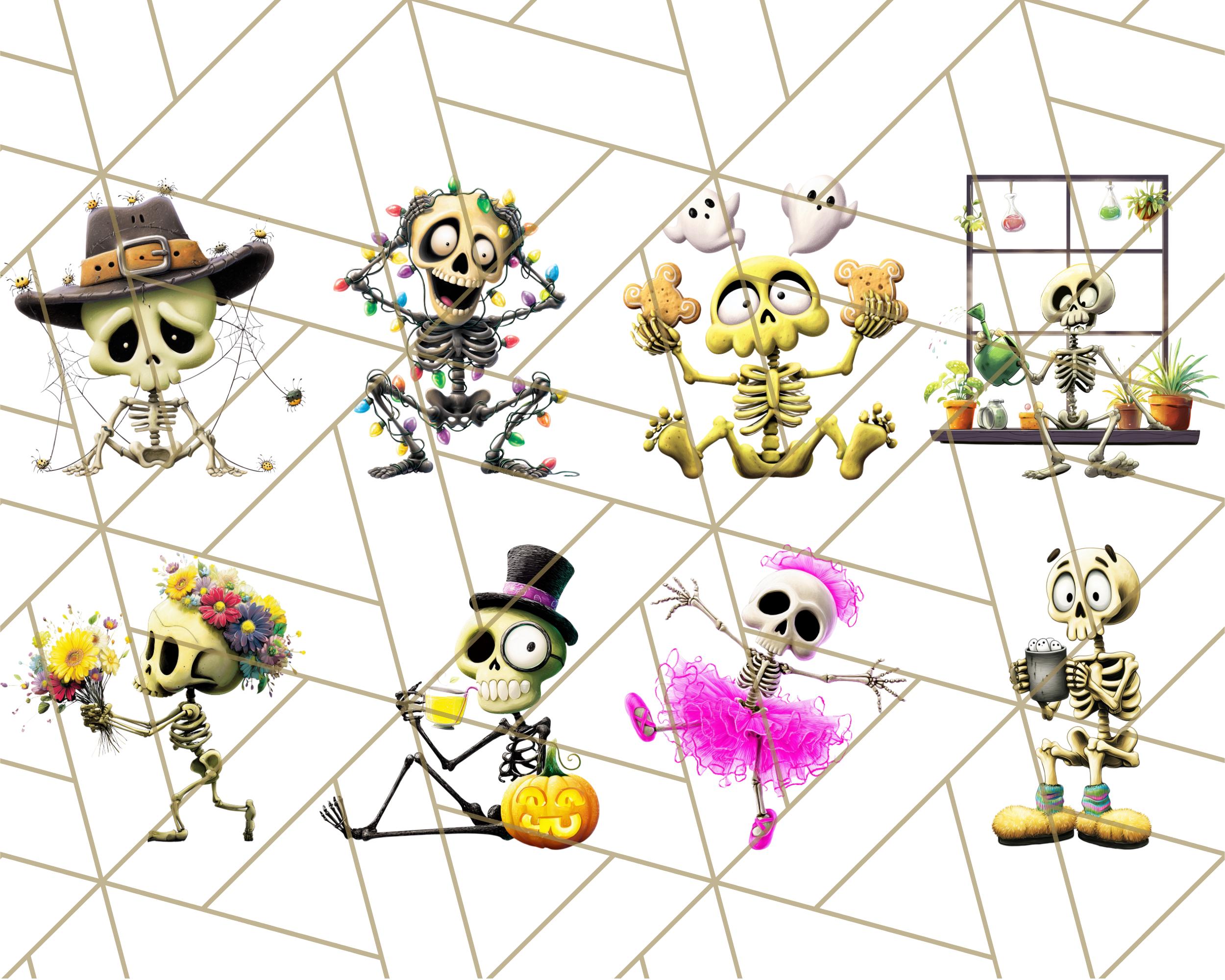 Quirky Skeleton Clipart PNG, Cute Halloween Skeleton Art, Funny ...
