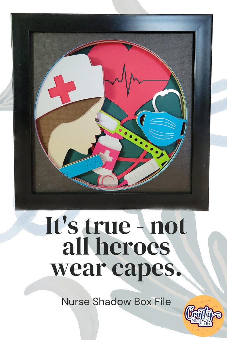 3D Nurse Shadow Box Svg, Nurse Svg Stethoscope Shadowbox Svg, Nursing ...
