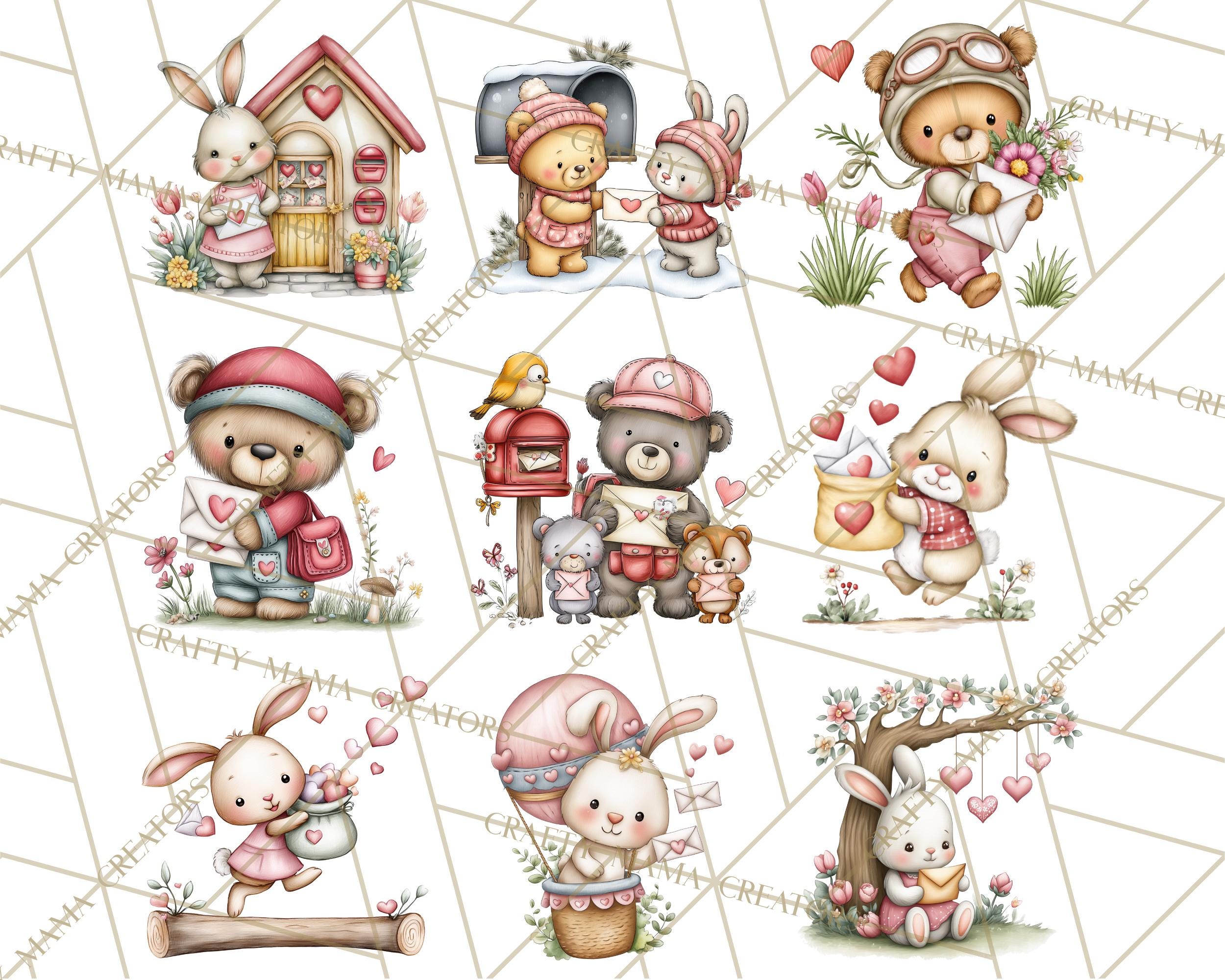 72 Png, Woodland Critter Valentine Clipart, Forest Animal Post Office ...