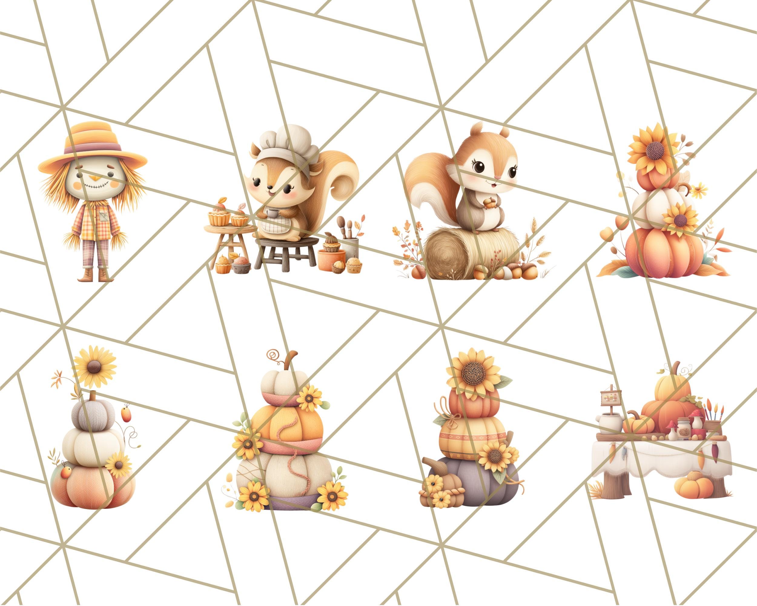 Woodland Autumn Animals PNG Clipart, Cute Fall Forest Critters, Pumpkin ...