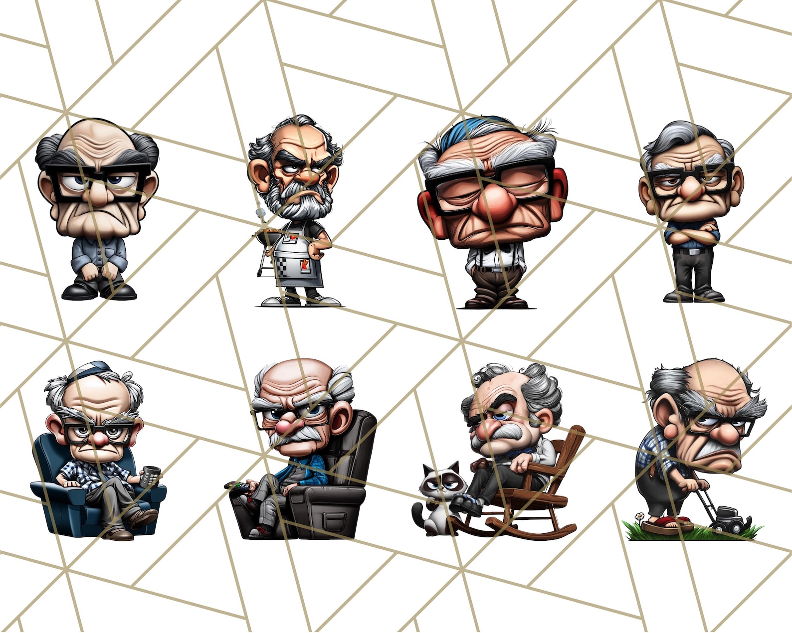 Grumpy Old Man Clipart PNG, Funny Father’s Day Clip Art, Cranky Grandpa ...