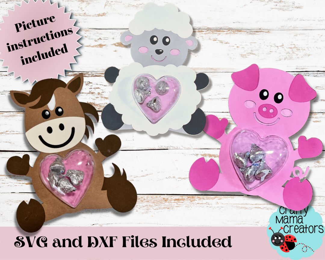Valentine Candy Dome Svg Kids Candy Svg Valentine Animal - Etsy