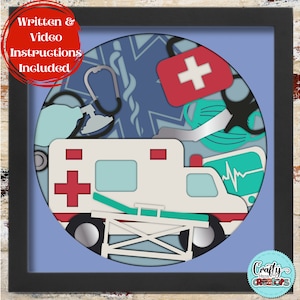 3D EMS Svg Shadow Box, Paramedic Svg Stethoscope Shadowbox Svg, EMT 3D ...