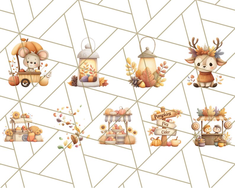 Woodland Autumn Animals PNG Clipart, Cute Fall Forest Critters, Pumpkin ...