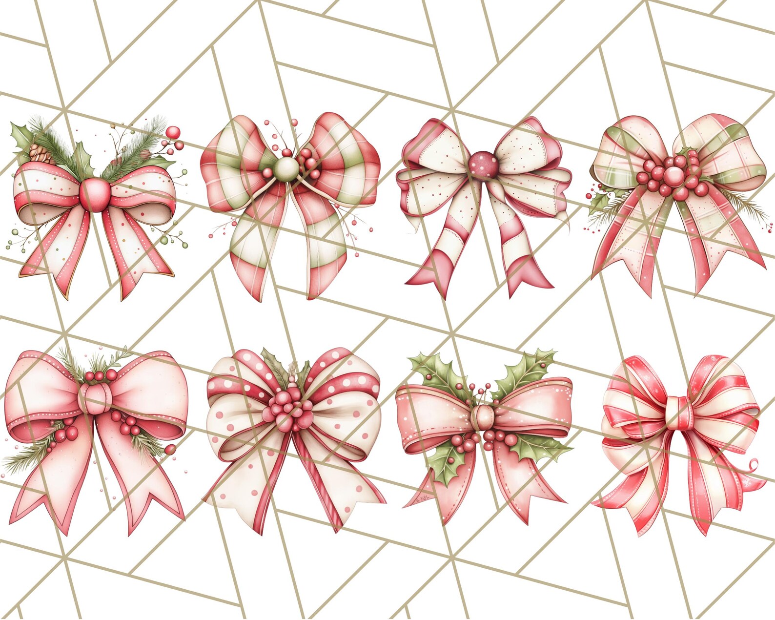Muted Cozy Christmas Bows PNG Clipart, Soft Rustic Holiday Bow Clip Art ...