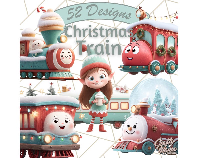 Christmas Train Ride PNG Clipart, Cute Yeti Elf Train Clip Art, Candy ...